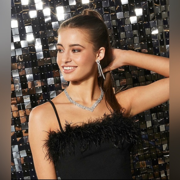 Allison & Kelly | Dresses | Allison Kelly Faux Feather Trim Mini Dress ...